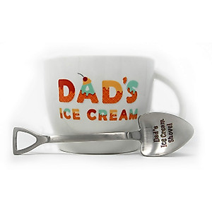 Gifts for Dad –Dad’s Ice Cream Bowl and Engraved Spoon Dad’s Ice Cream Shovel – Ideal Father’s Day Gift, Christmas Gift or Birthday Gift by Josephine on Caffeine (Dad)