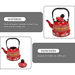 Kichvoe Teapot Tea Kettle Enamel Tea Kettle Enamel Hot Water Kettle Pot Stovetop Safe with Handle Water Heating Pot Coffee Kettle for Stovetop Induction Cooker Red Christmas Green