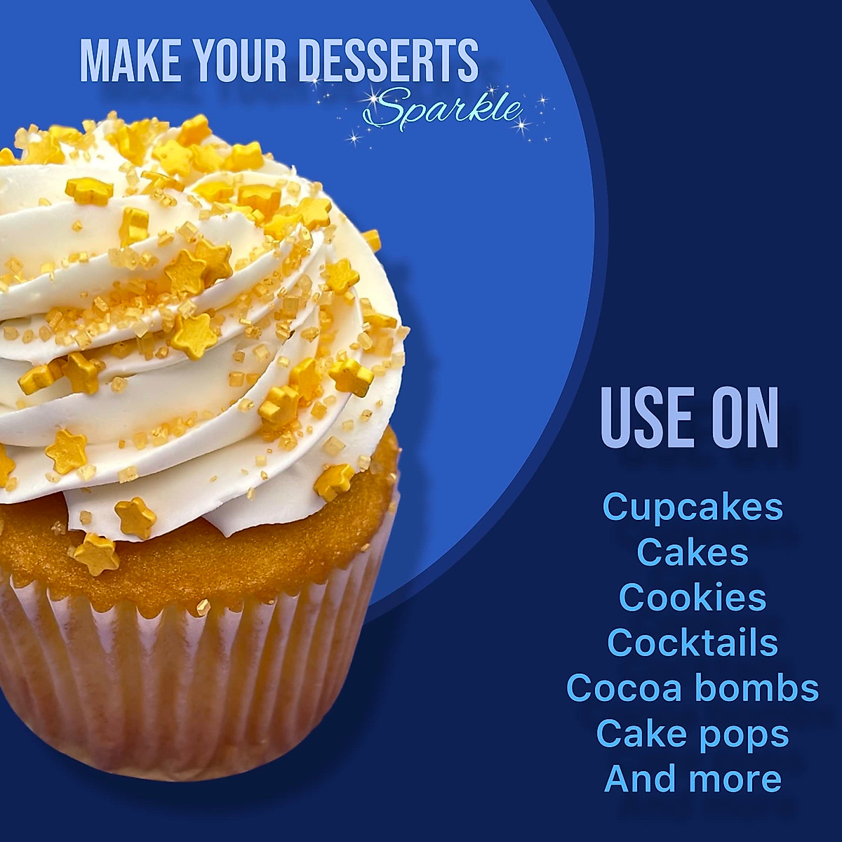 Sprinkles | 8 oz | Gold sugars | Manvscakes | Star sugar