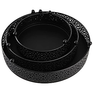 Hedume Set of 3 Black Cake Stand, Round Metal Cake Stands, Dessert Display Cupcake Stands, Wedding Brithday Party Celebration Dessert Display Plates-Black