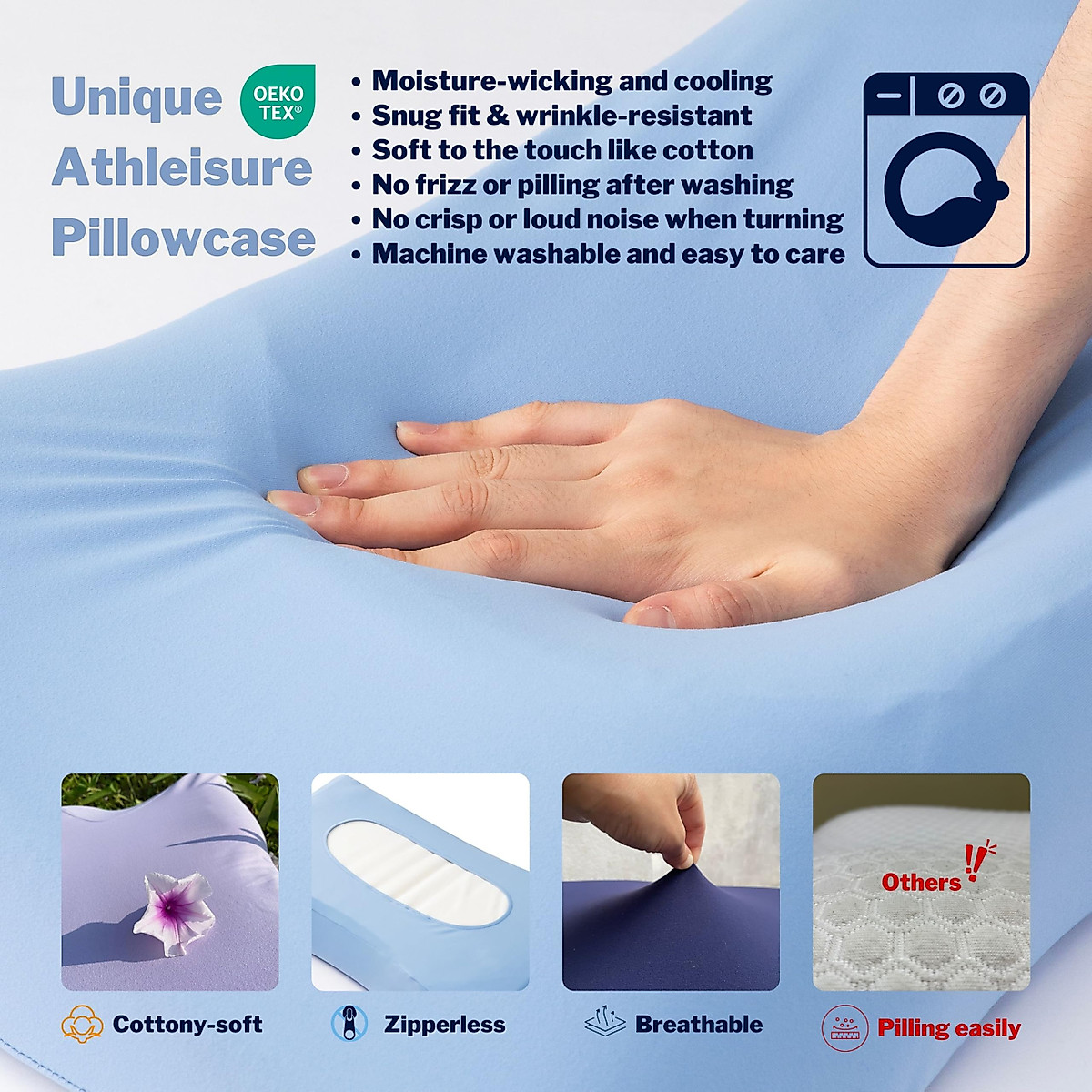 SLEEPY TOAST Neck Pillow for Sleeping fits Shoulder Perfectly, Side Sleeper Pillow with Armrest Area, Memory Foam Pillows for Neck and Shoulder Pain Relief, Cooling Pillow Cases (Blue)