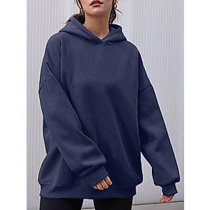 AUTOMET Womens Oversized Hoodies Fleece Sweatshirts Hooded Pullover 2024 Fashion Fall Clothes Trendy Outfits Winter Sweater Navyblue