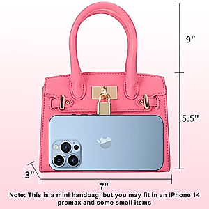 STAISE Vegan Leather Satchel Purse for Women, Trendy Mini Crossbody Shoulder Bag, Small Top Handle Handbag Evening Clutches (Hot Pink)