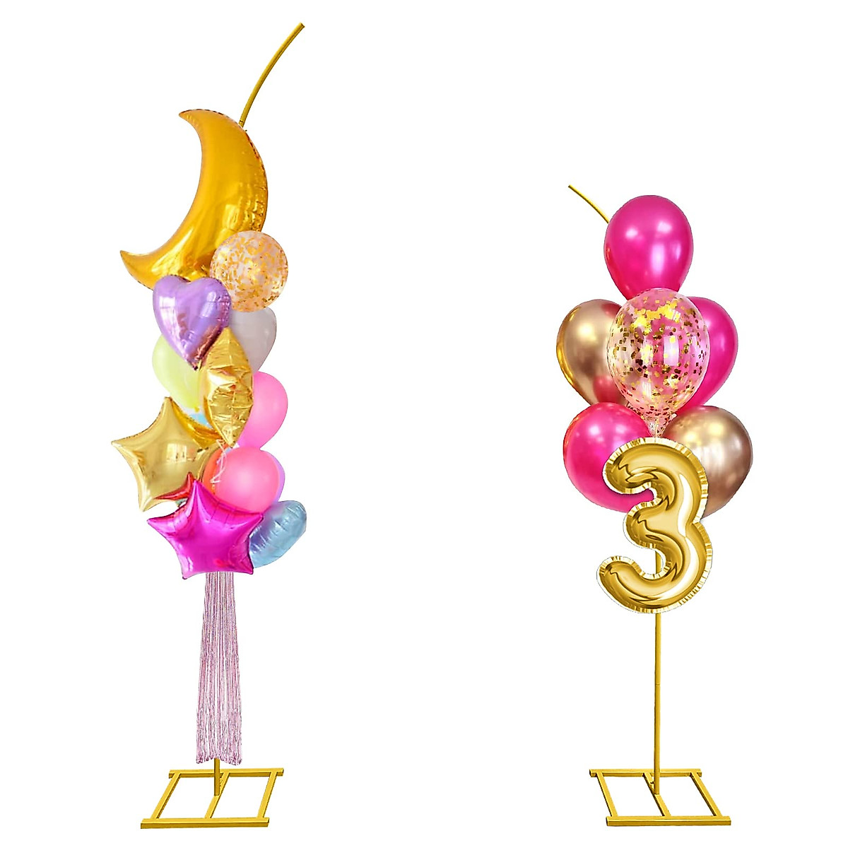 ZpigToor Metal Wedding Arch Stand,Set of 2 Gold Curved Top Arch Backdrop Stand Wedding Arches for Ceremony Birthday Anniversary Baby Shower Floral Stand Background Decoration (Gold,7.8FT & 6.7FT)