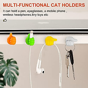 BOILPC Self-Adhesive Silicone Thumb Wall Hooks, Creative Thumbs Up Shape Wall Hook, Finger Key Hook Wall Hangers for Storage Data Cables, Earphones, Plugs, Masks (12PCS)