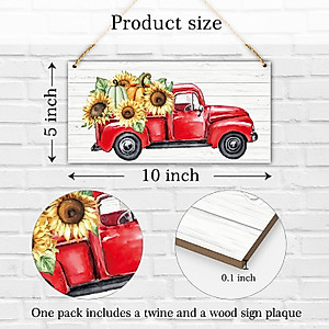 Pumpkin Sunflower Truck Welcome Fall Hanging Sign Wooden Home Decor Plaque, Outdoor Indoor Wood hanging Sign for Thanksgiving, Autumn Harvest Wooden Front Door Sign Wall Porch Farmhouse Decor -28