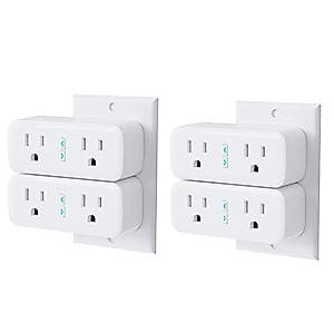 Dual Smart Plug Extender, GHome 2.4G Wi-Fi Outlet with Individual Control Works with Alexa, Echo, Google Home, No Hub Required, ETL Certified (4 Pack)