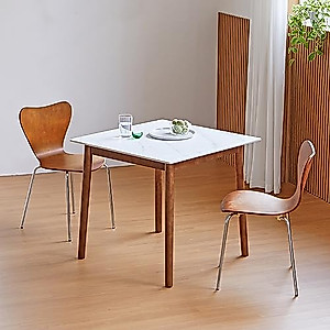 Livinia No.7 Mid-Century Modern Wooden Dining Chairs Set of 2, Contemporary Stackable Bentwood Kitchen Interior Armless Chairs with Steel Legs (Walnut)