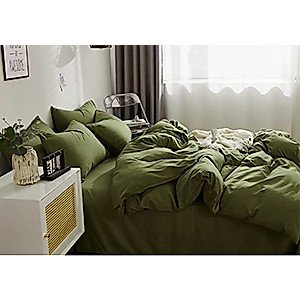 Nanko King Comforter Set Dark Green, Olive Green Soft Reversible All Season Down Alternative Quilted Duvet Insert, Microfiber Filling, Luxury Quality Bedding Sets in a Bag 3PCs 104x90 inch Sage Green