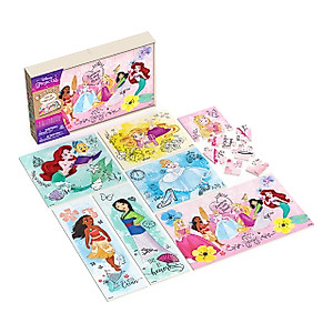 Disney Princess, 7 Wood Puzzles Jigsaw Bundle 12-Piece 16-Piece 24-Piece Ariel Tiana Rapunzel Pocahontas with Storage Tray, for Kids Ages 4 and up