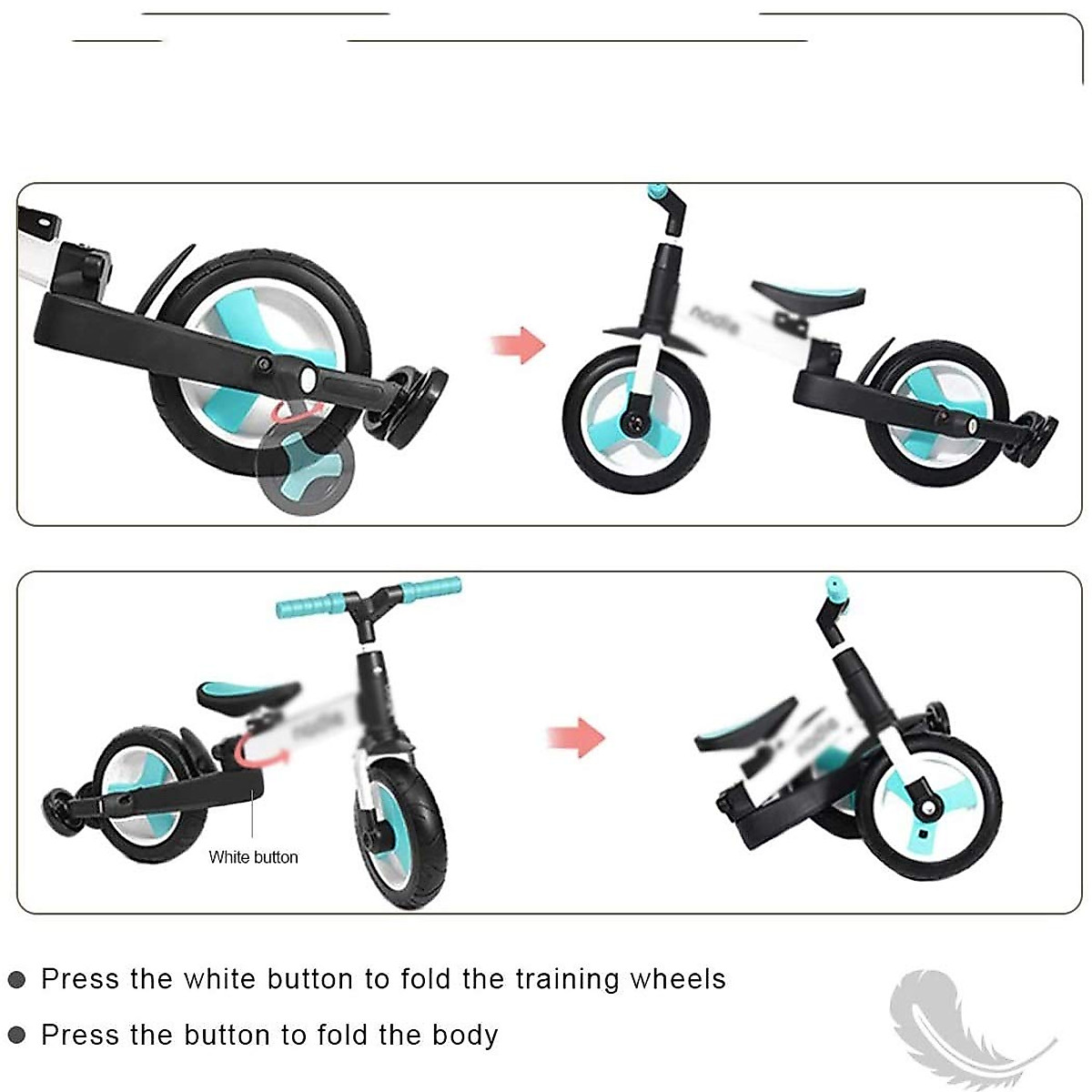 SZNWJ Ygqtbc 4 in 1 Kids Trike Enlarged Children Walker with Parent Steering Push Handle,Folding Balance Bike for 1-6 Years Old Boys Girls (Color : B)