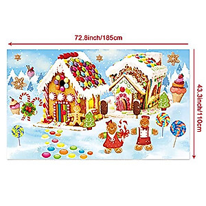 Christmas Wall Decorations Gingerbread Photography Backdrops Large Fabric Sweet Holiday Scene Banner for Winter Christmas Party Photo Booth Props Background Banner