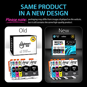 Smart Ink Compatible Ink Cartridge Replacement for HP 902 XL 902XL (2 Black XL & C/M/Y XL 5 Combo Pack) to use with Officejet Pro 6978 6968 6974 6975 6960 Officejet 6951 6954 6956 6958 Printers