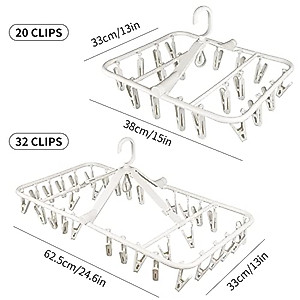 Foyer Nuage Plastic PP Drying Hanger, Anti-Rusty Drying Rack for Clothes, Socks, Lingeries, Delicates, Drying Hanger with 20 Clips for Baby Clothes, Towels