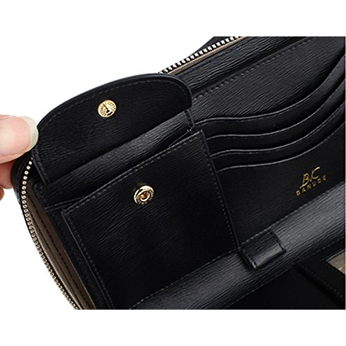 Banuce Small Genuine Leather Clutch Crossbody Purse for Women Shoulder Satchel Bag Long Wallet Phone Case Organizer Black