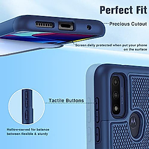 BNIUT for Motorola Moto G Pure Case: Dual Layer Protective Heavy Duty Cell Phone Cover Shockproof Rugged with Non Slip Textured Back - Military Protection Bumper Tough - 6.5inch (Navy Blue)