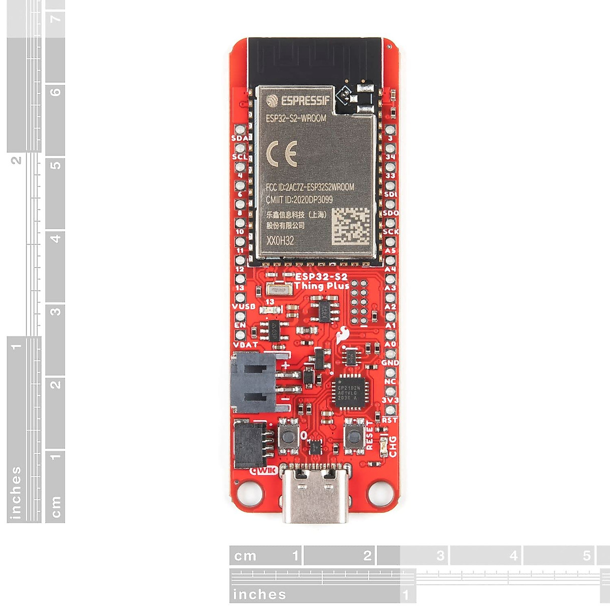 SparkFun Thing Plus - ESP32-S2 WROOM -No Bluetooth- Highly-Integrated Feather Form-Factor Development Board Equipped w/a 2.4 GHz WiFi System-on-Chip (SoC)- Transparent External Flash & RAM encryption