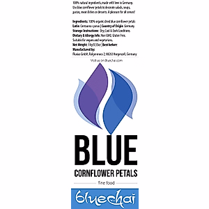 Pure Blue Cornflower Petals - 100% Natural Centaurea cyanus - Dried, Grown in Germany Herbal Cornflower Flowers for Cupcakes, Lattes, Tea Blends, Bath Products, Gifts, Crafts