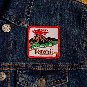 Hawaii Volcano Patch w/Iron-On Adhesive - Mauna Loa Kilauea Travel Embroidered Applique