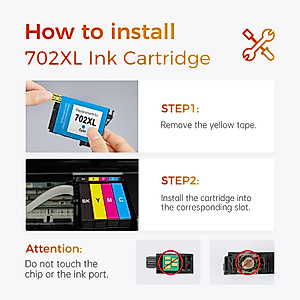 InkNI Remanufactured Ink Cartridge Replacement for Epson 702 702 XL 702XL High Yield for Workforce Pro WF-3720 WF-3730 WF-3733 Printer (Black, Cyan, Magenta, Yellow, 4-Pack)
