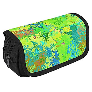 Abstract Colorful Camouflage Pencil Case with Two Large Compartments Pocket Big Capacity Storage Pouch Pencil Bag for School Teen Adult