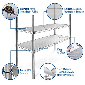 Shelf Liners for Wire Shelf System - Set of 4 in Graphite - 14 x 36 inch - Plastic Wire Shelving Shelf Mats - Made in USA