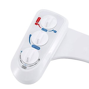 Bidet Attachment, Hot Cold Fresh Water Spray Self- Dual Nozzle Non-electric Mechanical Bidet Toilet Seat Attachment - Adjustable Water Pressure Temperature White