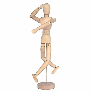 Alikeke 2 Pack 12 Inches Tall Wooden Mannequin Artist Manikin with Stand - Great for Drawing or Desktop Decor （Men and Women/Dad and Mom ）