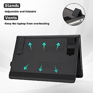 TYTX Compatible with MacBook Air 13 Inch Case, PU Leather MacBook Air Case for Model A2337 M1 A2179 A1932 2018-2021 Retina Display Touch ID, 13" Laptop Case with Vents and Stand Function, Black