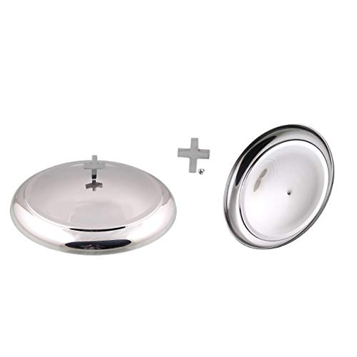 Communion Ware 3 Holy Wine Serving Tray with A Lid & 3 Stacking Bread Plate with A Lid - Mirror Finish Stainless Steel