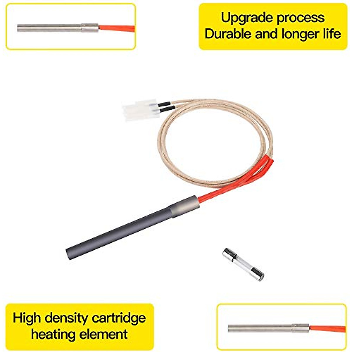 cicee Auger Motor,Grill Induction Fan Kit, Fire Burn Pot and Hot Rod Ignitor,Replacement Parts with Screws and Fuse for Pit Boss and Traeger Wood Pellet Grill, Ignitor Kit Fits