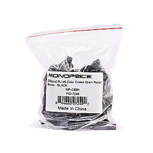Monoprice [50pcs] RJ-45 Color Coded Strain Relief Boots - BLACK