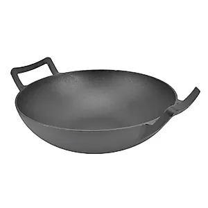 BTIHCEUOT Double Handle Wok, NonStick Cast Iron Pan Pot for Halogen Stove for Kitchen
