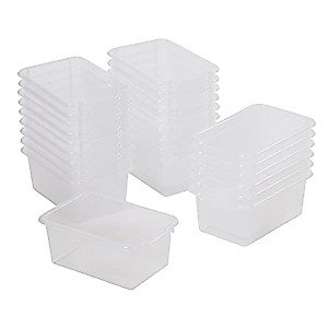 ECR4Kids Scoop Front Storage Bins, Multipurpose Organization, Clear, 25-Piece