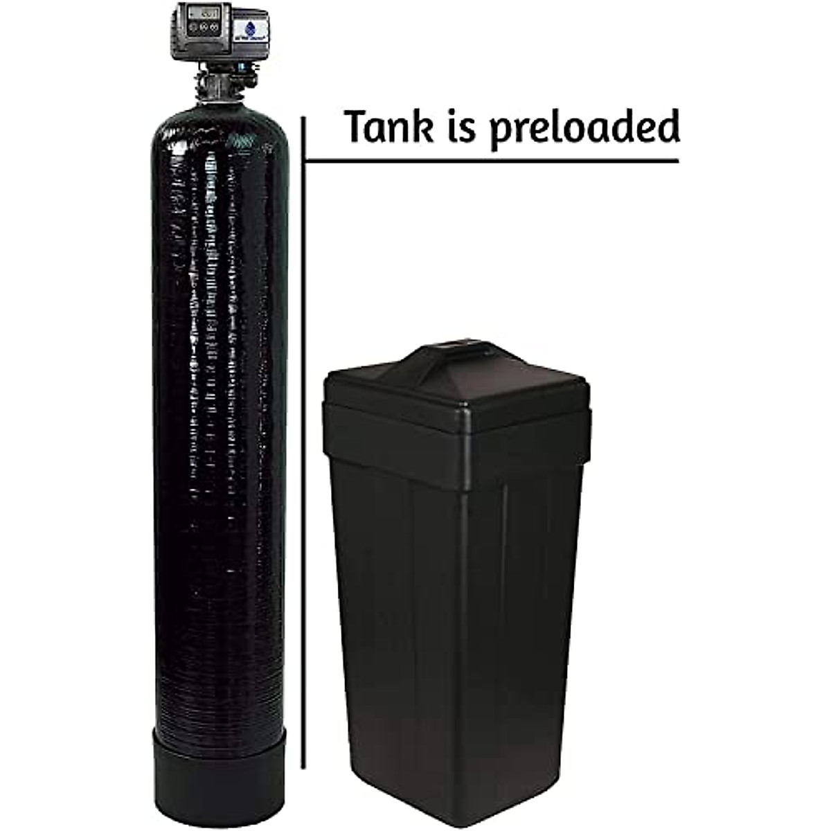 Fleck Whole House 64k Water Softener System Upgraded 10% Resin 5600sxt Metered on-demand with 1" bypass and brine tank, 64,000 grain 10% Crosslink resin - complete system