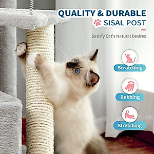 Made4Pets Cat Tree, Carpet Cat Tower Grey for Indoors Cats, Cute Wood Kitty Condo with Scratching Post and Pad, 27" Multi-Level Modern Activity Climbing Furniture for Small and Medium Cats