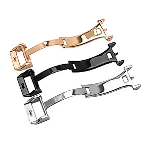 Richie strap] 18mm Quality Swiss 316L Stainless Steel Deployment Buckle Fits for IWC Pilot's Portuguese Clasp (Silver)