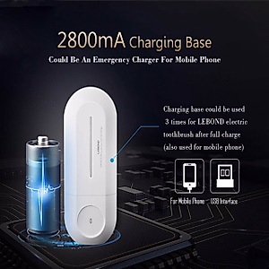 Sonic Electric Toothbrushes with Charging Case & Travel Case, LEBOND USB Inductive Rechargeable Electric Toothbrush with 3 Modes, Smart Timer and 2 Replacement Heads for Kids and Adults