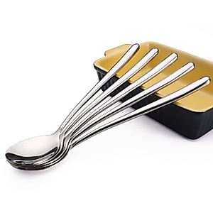 Miupoo Spoons,Stainless Steel Long handled soup spoons,Silver,10 Piece (8.7x1.6 Inches)
