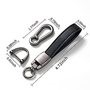 SunteeLong Genuine Leather Car Keychain Set Mercedes-Benz for A-Class C-Class CLA CLS AMG GLC GLE GLS Men's and Women's Family Present Keychain Keyring Lanyard Accessory (Black)