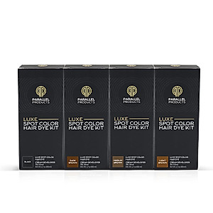 Parallel Products - Luxe Color (Black) - Cream Hair Dye - 25mL - Tint for Professional Spot Coloring - With Cream Developer, Mixing Dish and Application Brush - Covers Grey Hair - Root Touch Up