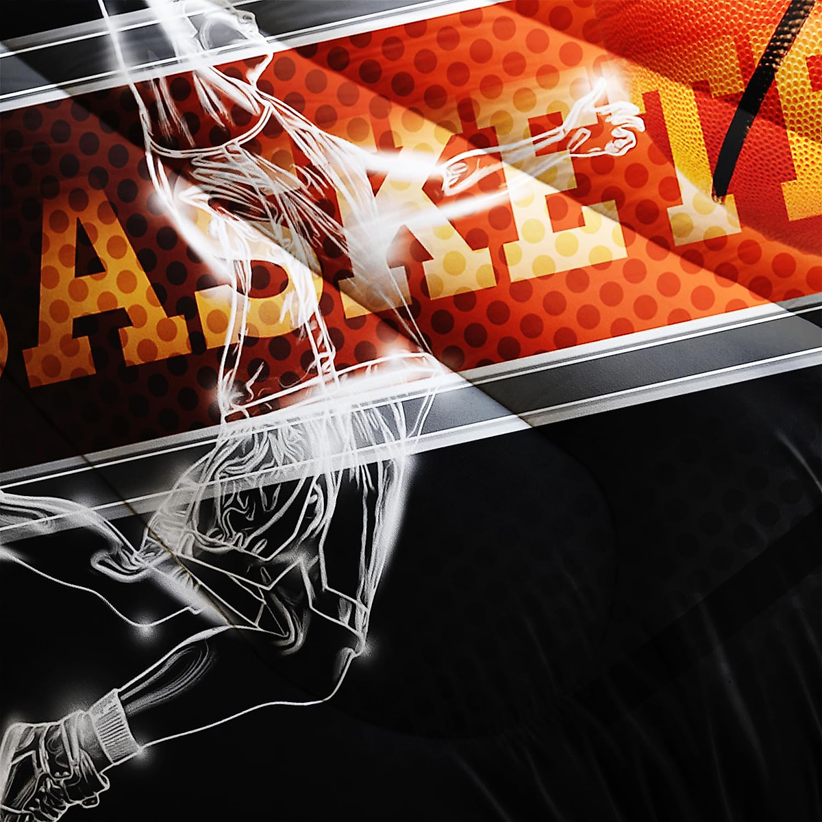 AILONEN Bedding Set, Queen 3D Basketball Comforter Set for Boys Kids Teen, Microfiber, 1 Comforter + 2 Pillowcases