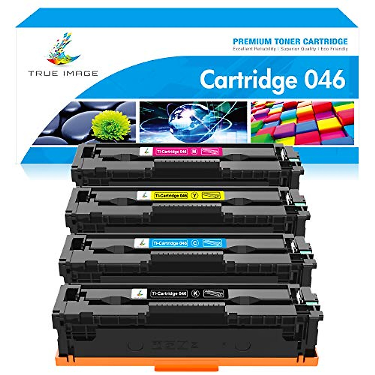 TRUE IMAGE Compatible Toner Cartridge Replacement for Canon 046 MF733Cdw CRG-046 Color ImageCLASS MF733Cdw MF731Cdw MF735Cdw LBP654Cdw MF733 Printer Ink (Black Cyan Yellow Magenta, 4-Pack)