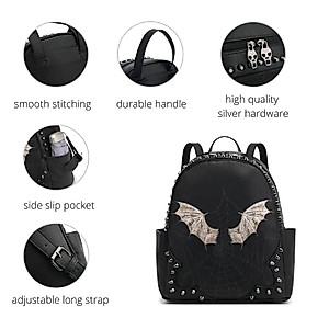 Scarleton Casual Backpack Purse for Women, Punk Skull Backpack, Faux Leather Gothic Shoulder Bag, Rivet Crossbody Bag, H209301A - Black
