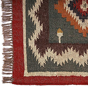 Handmade Jute Area Rug for Bedroom Living Room, Hallway Custom Size, Multicolor Boho Kilim Rug (10x14 feet)