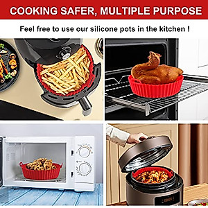 2-Pack Air Fryer Silicone Liners Pot for 3 to 5 QT, Silicone Air Fryer Liners Basket, Food Safe Air Fryer Oven Accessories, Reusable Air Fryer Silicone Liners Inserts (Top 8in,Bottom 6.8in)