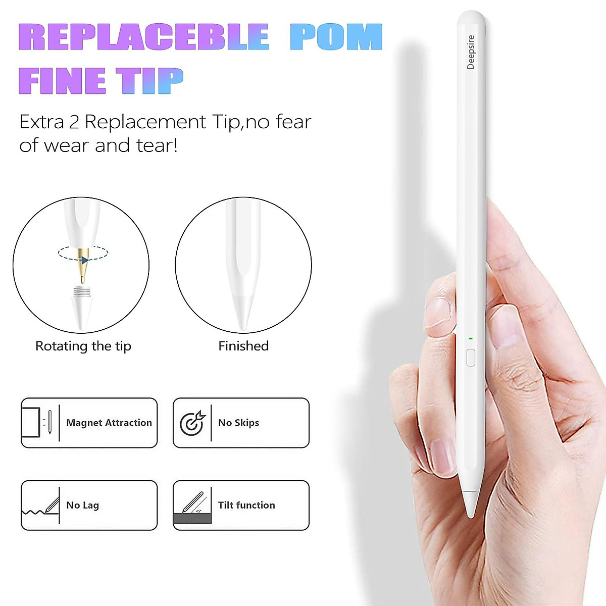 Stylus Pen for iPad 9th&10th Generation Palm Rejection with Pen Case Magnetic Stylus for Apple Pencil,Pen for Apple iPad Compatible with (2018-2023) iPad Pro 11&12.9 inch, ipad 9th Gen