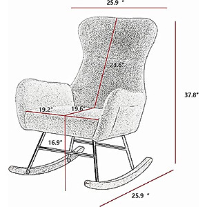 dotewe Nursery Rocking Chair,Upholstered Nursery Glider Rocker with High Backrest,Modern Rocking Chair Indoor for Living Room/Bedroom/Nursery (Grey Velvet)
