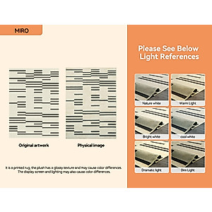 TTelephant Modern Machine Washable Area Rug 9x12, Spill-Proof Surface, Non-Slip Backing, Cozy Soft Faux Wool, Printed Living Room Rugs, Bedroom Rugs, Dining Room Rugs - Miro