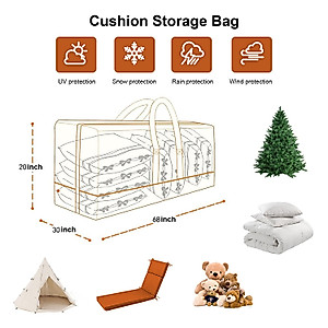 YaoKe 2 Pack Cushion Storage Bags Garden Waterproof Patio Extra Large Protective Zippered Outdoor Cushions Furniture Oxford Fabric Covers Box 68 x 30 x 20 inch Black